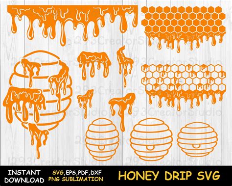 Honey Drip Svg Honeybee Svg Beehive Svg Honeycomb Pattern Etsy