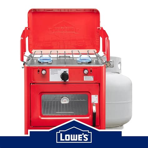 Hike Crew Portable Camping Oven With Dual Burner Propane Stove Red