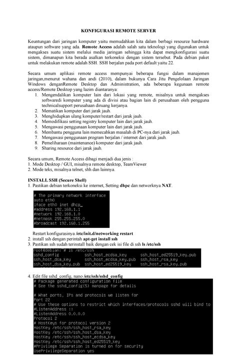 Install Konfigurasi SSH KONFIGURASI REMOTE SERVER Keuntungan Dari