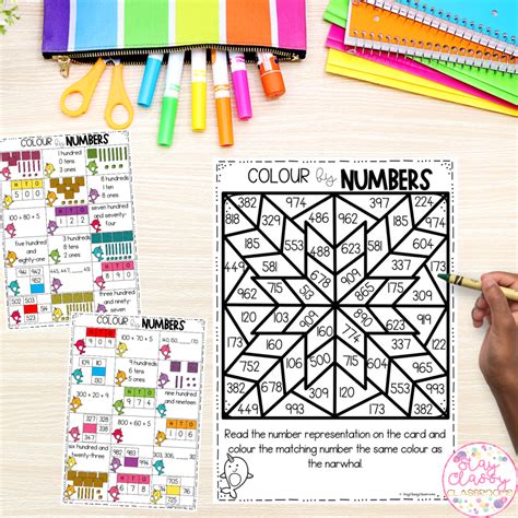 Colour By Numbers Printables 3 Digit Numbers Stay Classy Classrooms