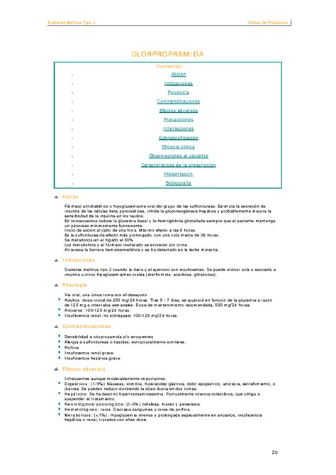 Clorpropamida Diabetes Mellitus Tipo 2 Fichas De Productos