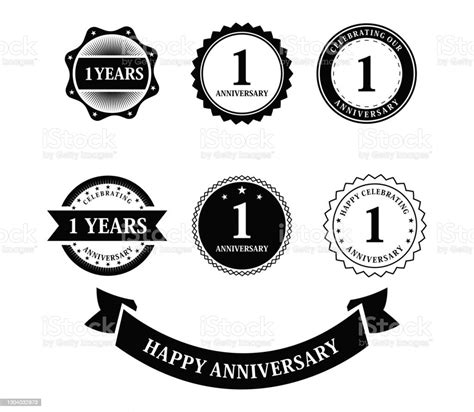 기념일의 세트 1 년 생일 로고 라벨 흰색 배경에서 격리 벡터 그래프에 대한 스톡 벡터 아트 및 기타 이미지 그래프 기념일 달력 날짜 Istock