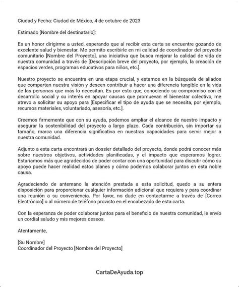 Cómo Elaborar Una Carta Para Solicitar Ayuda Para Un Proyecto Comunitario