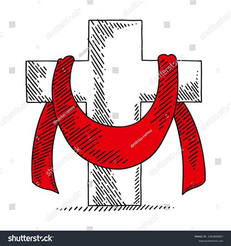Drawings Of Cross With Ribbon Around It