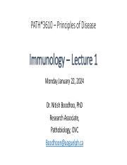 PATH3610 04 C07 Immunology Presentation Pdf PATH 3610 Principles Of