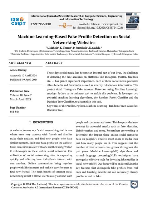 pdf machine learning based fake profile detection on social