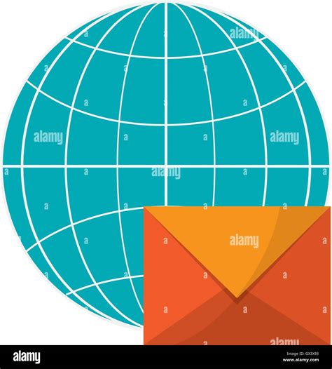 Diagrama de globo terráqueo y el icono de sobre Imagen Vector de stock