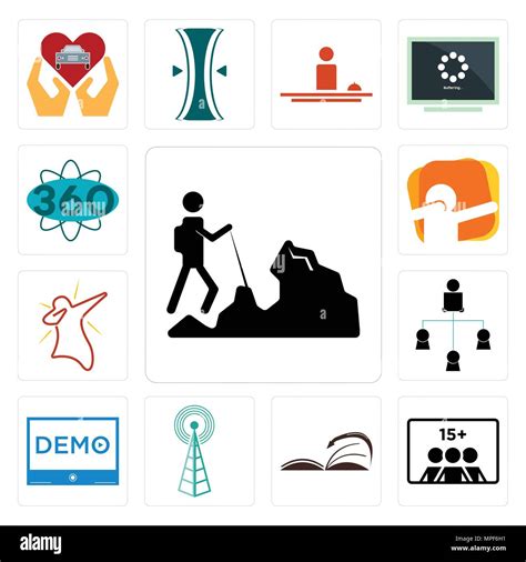 Set Of 13 Simple Editable Icons Such As Hiker Number Of Players Page Turn Cell Tower Demo