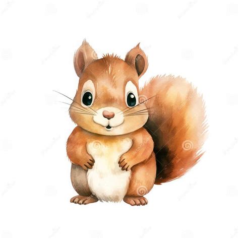 Simple Acuarela De La Ardilla Linda Stock De Ilustración Ilustración