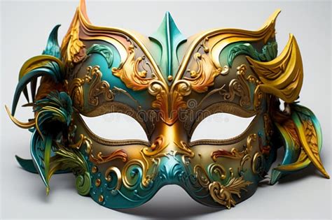 Colored Masquerade Mask With Feathers Stock Illustration Illustration