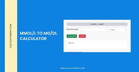 Mmol L To Mg DL Calculator Calculatorway