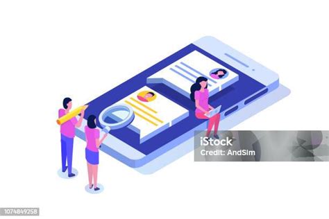 소셜 미디어 문자로 아이소메트릭 개념입니다 방문 페이지 템플릿입니다 벡터 일러스트 레이 션 Brand Name Online