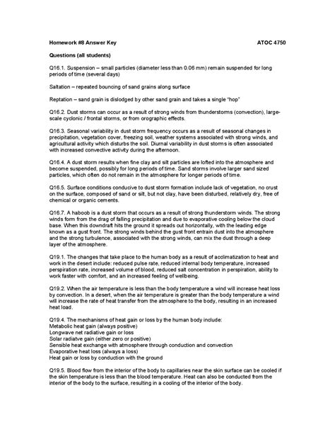 19 Solved Questions On Desert Meteorology And Climate Homework 8