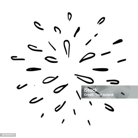 낙서 불꽃놀이 고립된 백색 배경 손 Fireworkdesign 요소에서 그려진 벡터 일러스트 레이 션입니다 Starburst