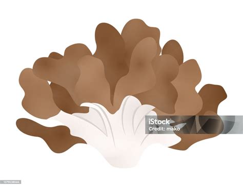수채화 스타일의 일본 마이타케 버섯의 일러스트 Sansai Plants에 대한 스톡 벡터 아트 및 기타 이미지 Sansai