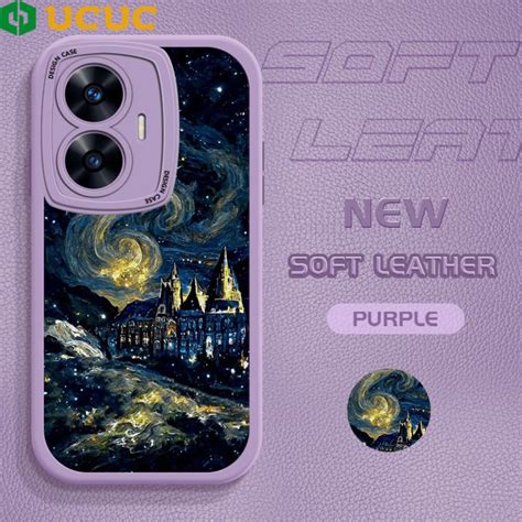 Ucuc For Realme C55 Narzo N55 Back Cover Twilight Castle Soft Pu