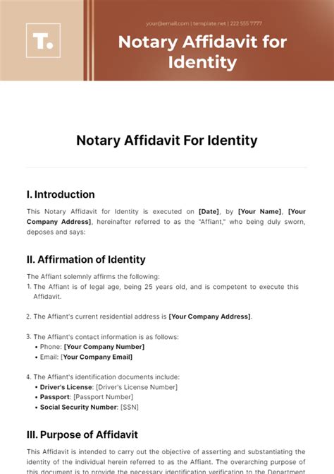 Free Notary Affidavit For Identity Template To Edit Online