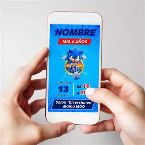 Invitación Tarjeta Digital Para Personalizar Sonic