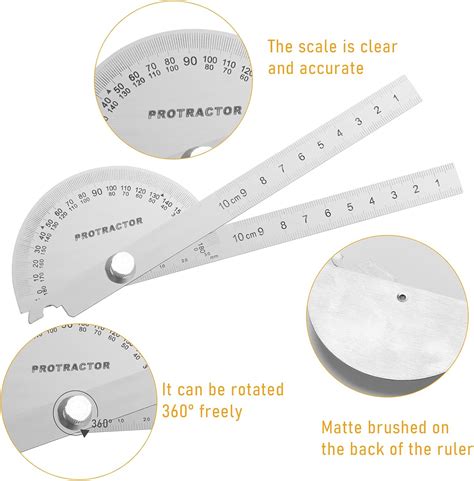 PROGARMENTS Angle Protractor Stainless Steel Angle Finder 0 180 Degree Protractor Two Arm