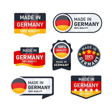 Made In Germany Sign Set Product Labels Stickers German Flag Icon Stock Vector Illustration