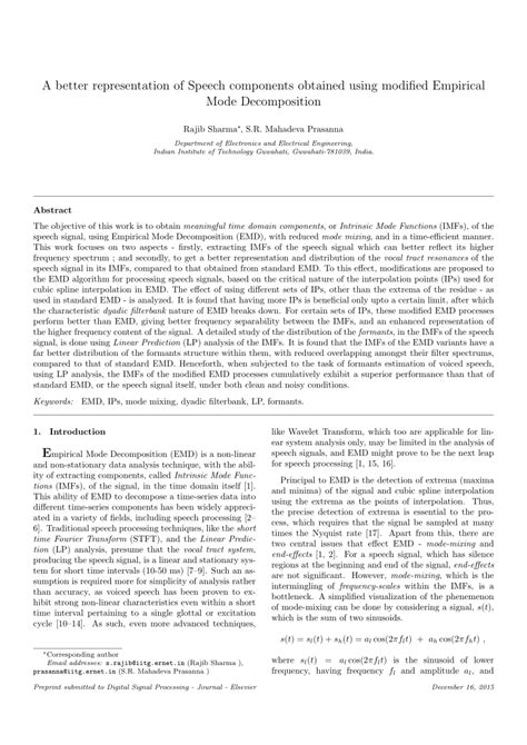 Pdf A Better Decomposition Of Speech Obtained Using Modified