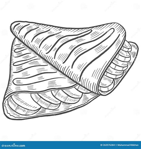 Crepes France Dessert Snack Isolated Doodle Hand Drawn Sketch With