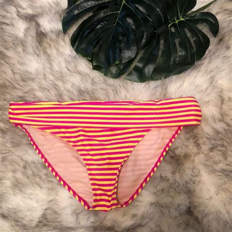 Old Navy Pink Yellow Striped Bikini Bottom