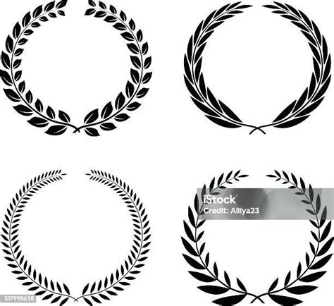 세트마다 Laurel Wreaths 월계관에 대한 스톡 벡터 아트 및 기타 이미지 월계관 월계수 나무 화관 Istock