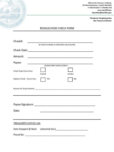 Fillable Online Reissuevoid Check Form Check Check Date Fax Email