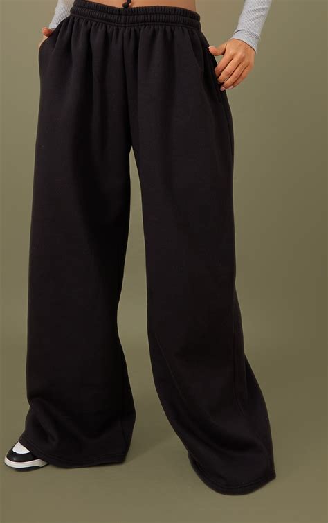 Tall Black Extreme Wide Leg Joggers Tall Prettylittlething