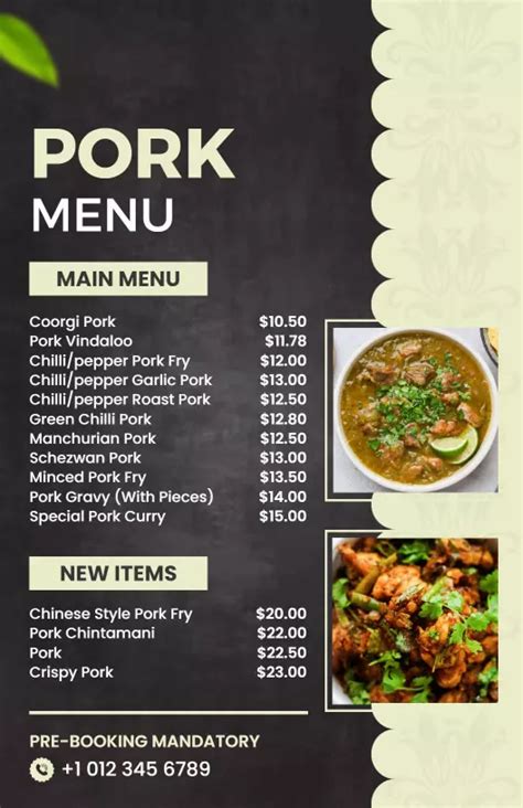 Pork Menu Templates Customize And Download Free