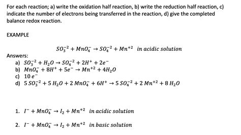 Solved For Each Reaction A Write The Oxidation Half Chegg Com
