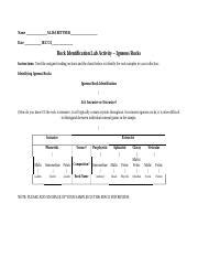 Online Igneous1 1 Docx Name ALISA BITTNER Date 10 27 21 Rock Identification Lab Activity