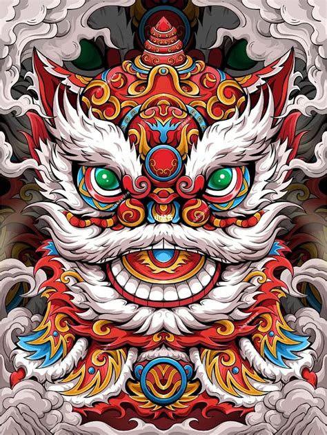 醒狮装饰画 醒狮｜五虎醒狮｜关羽狮