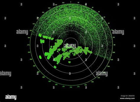 Radar Screen With Green Indication On Black Background Close Up Photo