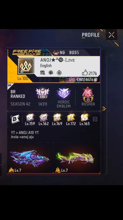 Anoj A10 Profile Collections Inspect Freefire Ffmalayalam Music