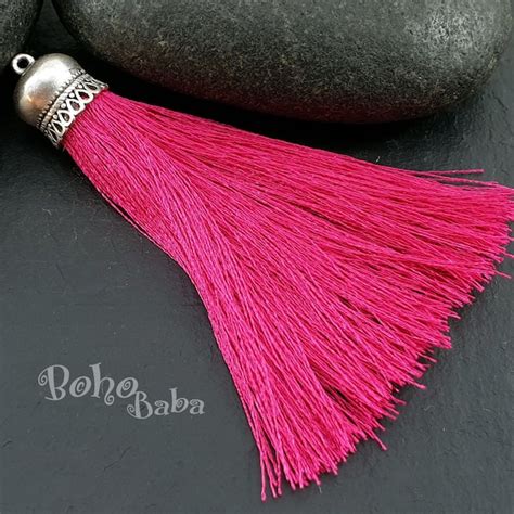 Pink Tassel Earrings Etsy