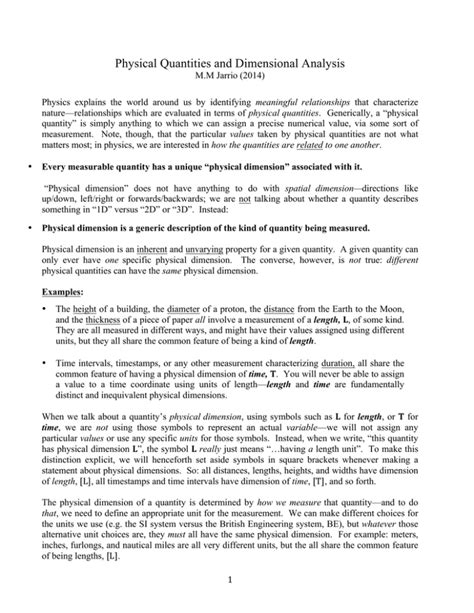 Physical Quantities And Dimensional Analysis