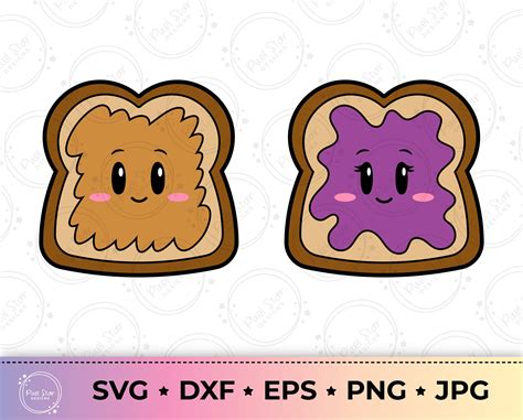 Peanut Butter And Jam Bread Svg Pb And Jelly Food Vector Graphics