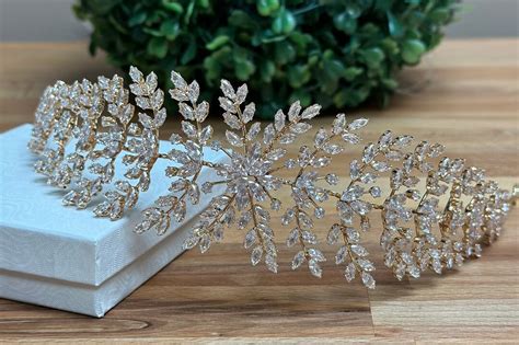 Bridal Tiara Gold Crystal Wedding Tiara Bridal Crown Wedding Hair
