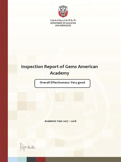 Gaa Adek Inspection Report 17 18 Pdf Educational Assessment Teachers