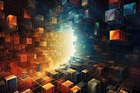 Premium Photo Abstract Technology Background With Glowing Cubes 3d