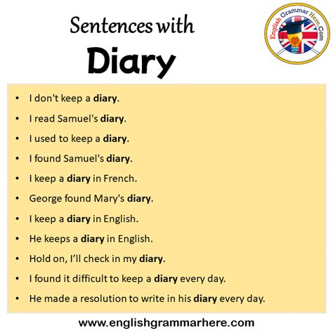 Sentences With Diary Diary In A Sentence In English Sentences For