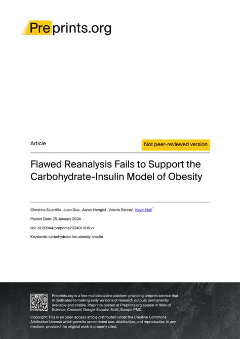 Pdf Flawed Reanalysis Fails To Support The Carbohydrate Insulin Model