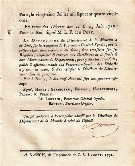 Décret Du 9 Juillet 1791 Loi 1791 07 09 Catalogue Général Des