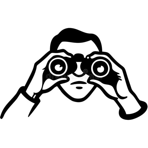 Man Using Binoculars Vector Illustration For Observation And Exploration Concepts Stock