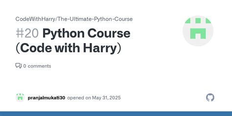 Python Course Code With Harry · Issue 20 · Codewithharrythe Ultimate Python Course · Github