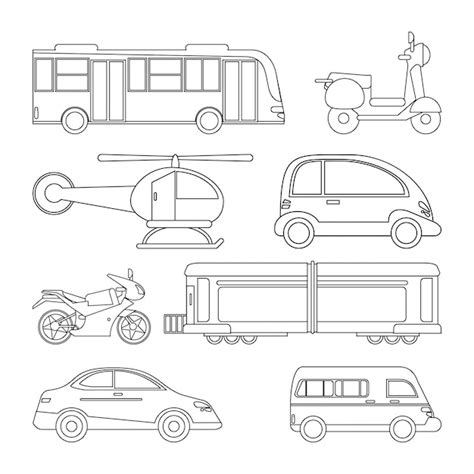 Premium Vector Collection Transport Vehicle Image Outline