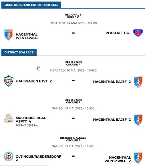 Le Programme Du Week End 13 14 Mai 2023 FC Hagenthal Wentzwiller