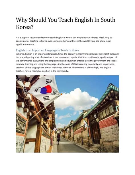 Ppt Why Should You Teach English In South Korea Powerpoint